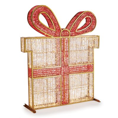 6-1/2' LED Giant Present with Red Bow | Frontgate