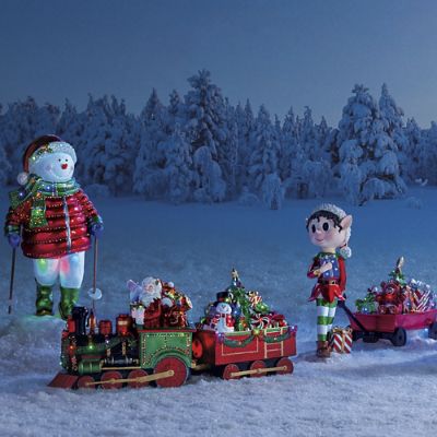 LED Fiber Optic Santa with Train | Frontgate