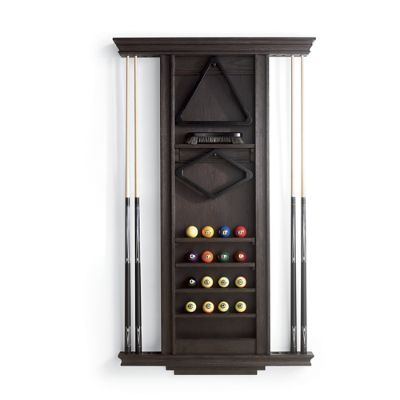 Dax Pool Table Wall Rack with Cue & Accessory Storage Solid Ash & Oak ...