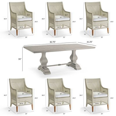 Graham 7-pc. Rectangular Dining Set in Shell Finish | Frontgate