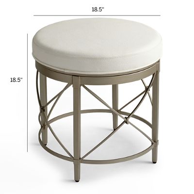 Jules Swivel Vanity Stool with Padded Seat & Plated-Steel Base