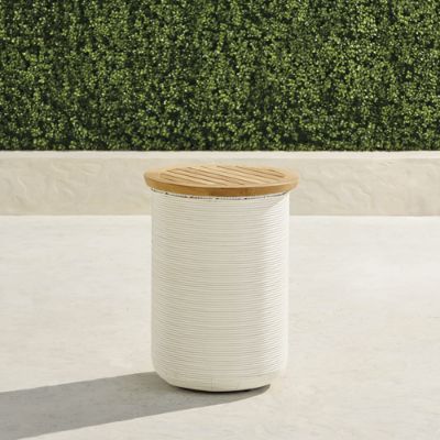Harper Wicker Storage Side Table in Ivory Finish | Frontgate