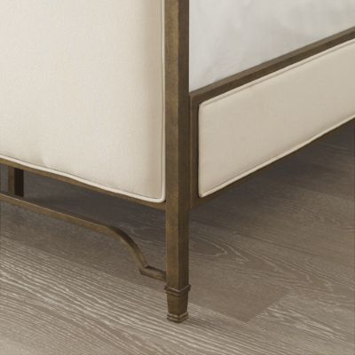 Whitby Canopy Bed with Linen Upholstery & Iron Frame for Timeless Style