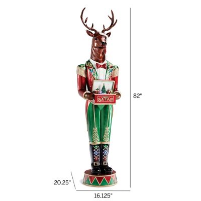 LED 82" Stag Nutcracker with Music Box | Frontgate