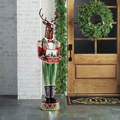 LED 82" Stag Nutcracker with Music Box | Frontgate