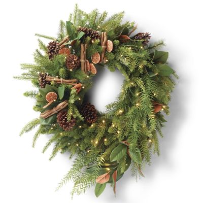 Magnolia Leaf, Pine Cone and Orange Wreath | Frontgate