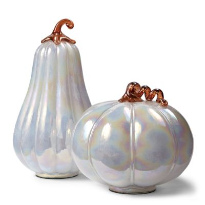 Milky White Pumpkin with Brown Stem | Frontgate