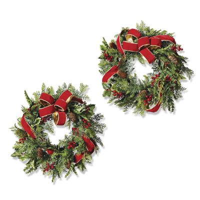 Christmas Cheer 12" Patio Wreaths, Set of Two | Frontgate