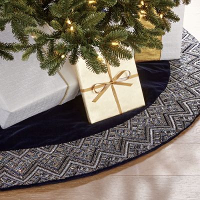 Delft Blue Beaded Velvet Tree Skirt | Frontgate