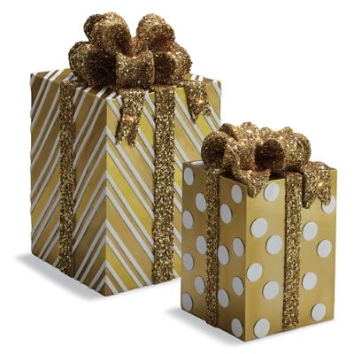 LED Gold Gift Boxes | Frontgate