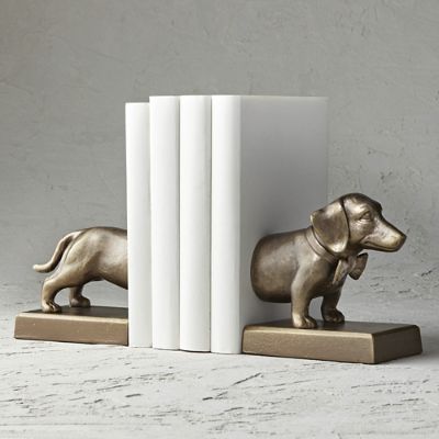 Dashing Dalton Dachshund Bookends - Brass | Frontgate