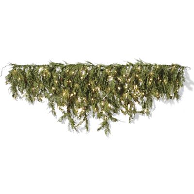 6 ft. Outdoor Soft Cedar Lighted Swag with White LED Lights & Pine Cones