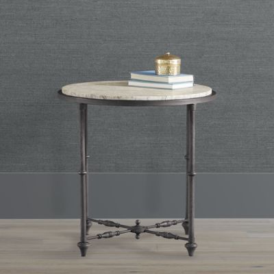 Tivoli Rectangular Coffee Table with Carrara Marble Top & Antiqued Iron Finish