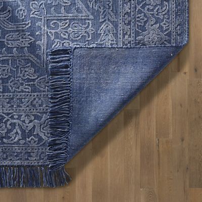 Selima High-Low Area Rug with Wool & Viscose Blend and Fringed Edges