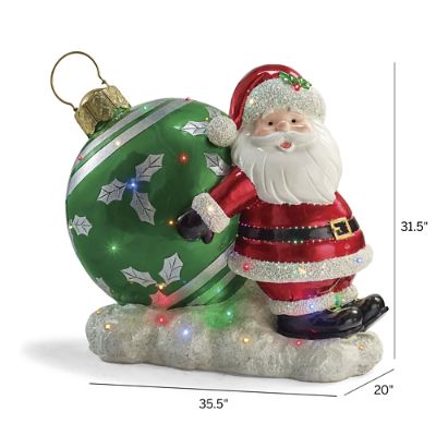 Santa Pushing Oversized Ornament | Frontgate