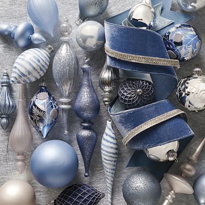 Frosted French Blue Ornament Collection