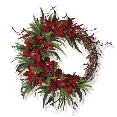 Poinsettia and Pine Wreath | Frontgate