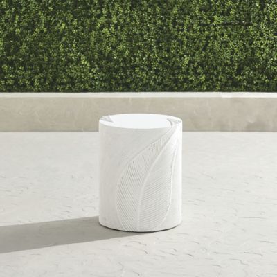 Lanai Side Table with Embossed Leaf Pattern & Stonecast Finish