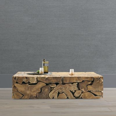 Root Rectangular Coffee Table with Solid Teak & Authentic Root Design