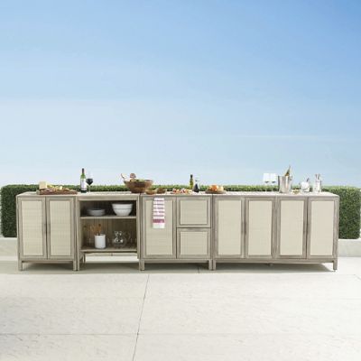 Isola 4-pc. Outdoor Kitchen Set in Weathered Teak | Frontgate