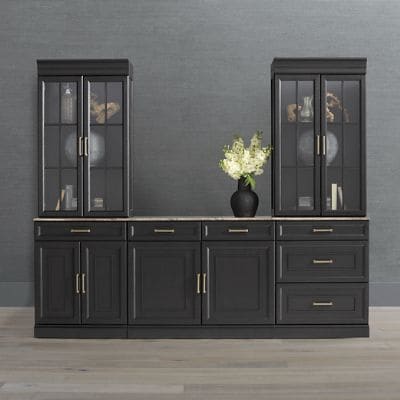 Hunter 5-Piece Modular Set with Glass Doors & Oak Frames in Espresso