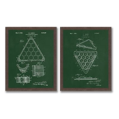Pool Table Triangle Patent Prints, Set of Two | Frontgate