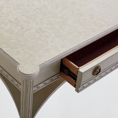 Etienne Coffee Table with Marble Top & Mahogany Veneer Shelf Storage