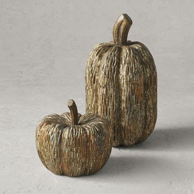 Antiqued Finish Carved Wood Pumpkin | Frontgate