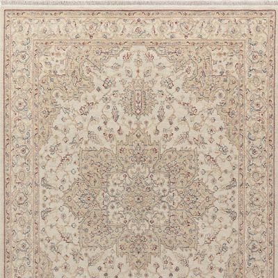 Purdue Paisley Wool Area Rug with Blue & Ivory Tones, Finished Edges ...