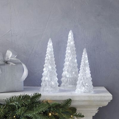 Frosted LED Glass Trees, Set of Three | Frontgate