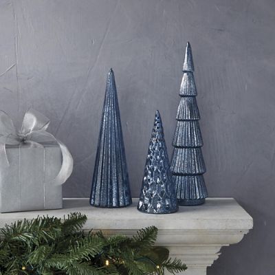 Mercury Glass Texture Trees, Set of Three | Frontgate