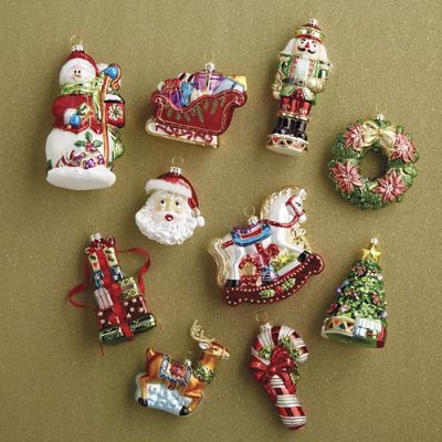 Iconic Christmas Collectible Ornaments Set of 10 with Handpainted ...