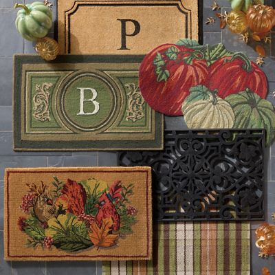 Shaped Pumpkin Door Mat | Frontgate