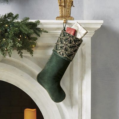 Embellished Deco Cuff Velvet Stocking | Frontgate