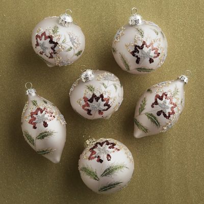 Ruby Iconic Floral Ornaments, Set of Six | Frontgate