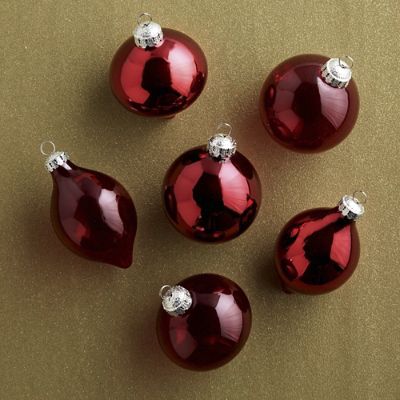 Ruby Glass Ornaments, Set of Six | Frontgate