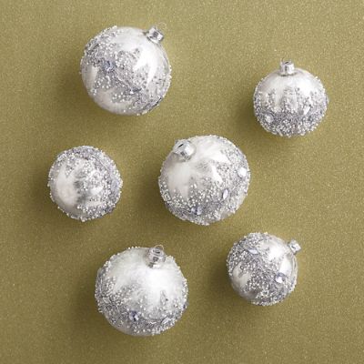 Crystal Ice Beaded Ornaments Set Of Six Frontgate