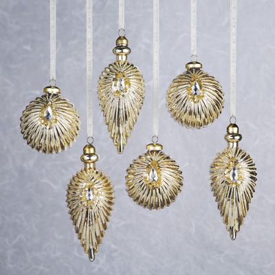 Deco Fluted Gem Ornaments Set Of Six Frontgate