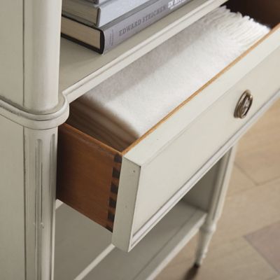 Etienne Bookcase with Adjustable Shelves & Slow-Close Drawer in Aged ...