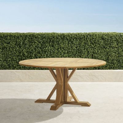 Cassara Farmhouse 60" Round Dining Table & Natural Teak Resilience