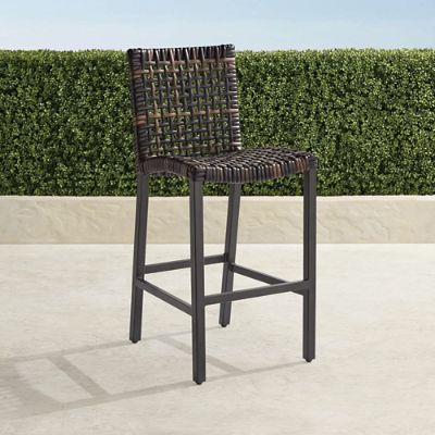 Isola Bar Stool in Black Aluminum & Black Walnut Wicker with Handwoven ...