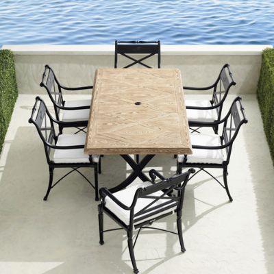 Carlisle 7-pc. Rectangular Faux Wood Dining Set in Onyx Aluminum ...