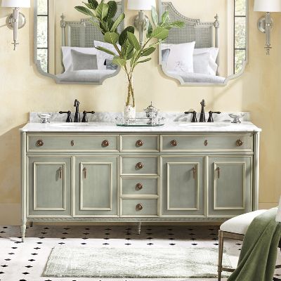 Etienne 72" Double Bath Vanity with Carrara Marble Top & Brass Hardware