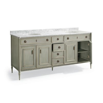 Etienne 72" Double Bath Vanity with Carrara Marble Top & Brass Hardware