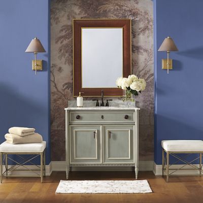 Etienne 36" Single Bath Vanity with Carrara Marble Top & Brass Hardware