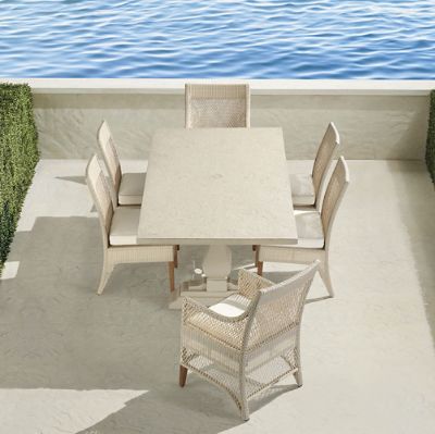 Graham 7-pc. Rectangular Dining Set in Shell Finish | Frontgate