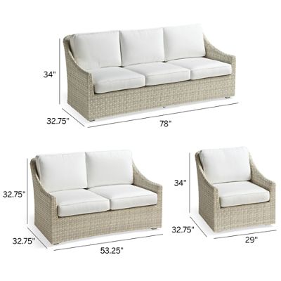 Ashby 3 pc. Sofa Set in Shell Wicker