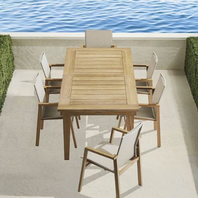 Frontgate Resort Collection™ Newport Teak 7-pc. Dining Set in Sand | Frontgate