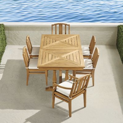 Trelon 7-pc. Rectangular Dining Set in Natural Teak | Frontgate