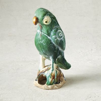 Perched Parrot Ceramic Statue | Frontgate
